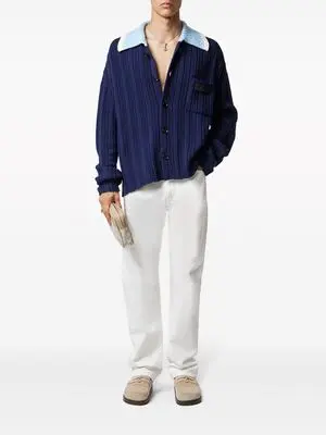 Versace Contrasting Collar Knitted Shirt