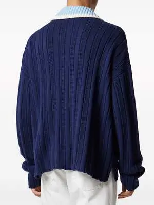 Versace Contrasting Collar Knitted Shirt