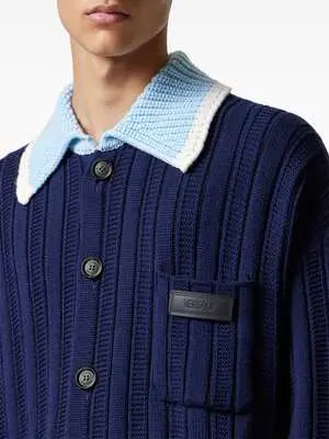 Versace Contrasting Collar Knitted Shirt