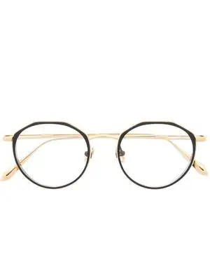 Linda Farrow Cesar Etched Round-frame Glasses - Gold