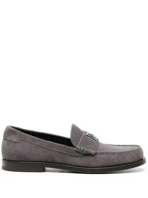 Dolce & Gabbana Logo-plaque Suede Loafers - Grey