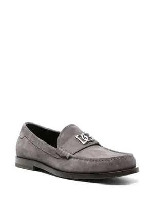 Dolce & Gabbana Logo-plaque Suede Loafers - Grey