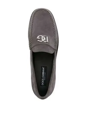 Dolce & Gabbana Logo-plaque Suede Loafers - Grey