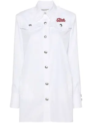 Alessandra Rich Logo-patch Lace-trim Mini Dress