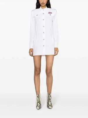 Alessandra Rich Logo-patch Lace-trim Mini Dress