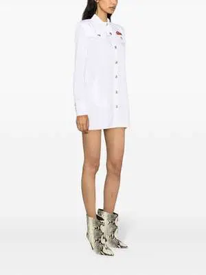 Alessandra Rich Logo-patch Lace-trim Mini Dress