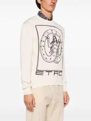 Etro Embroidered Motif Cotton Jumper - Neutrals