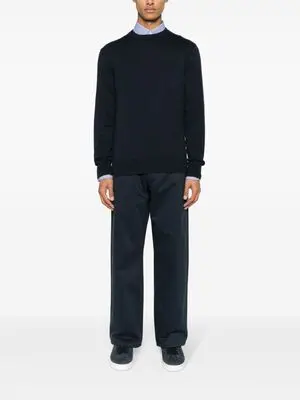 BOSS Logo-embroidered Ribbed Jumper - Blue