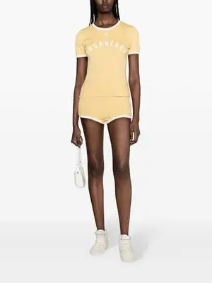 COURREGES Contrast Cotton Mini Shorts - Yellow