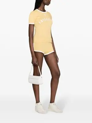 COURREGES Contrast Cotton Mini Shorts - Yellow