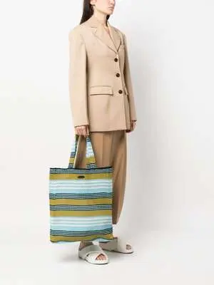 LANVIN Striped Crochet Tote Bag