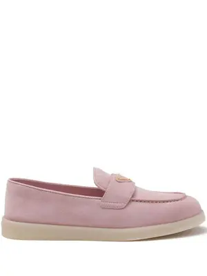 Prada Enamel Triangle-logo Leather Loafers