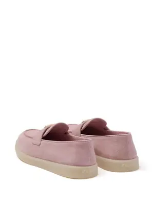 Prada Enamel Triangle-logo Leather Loafers