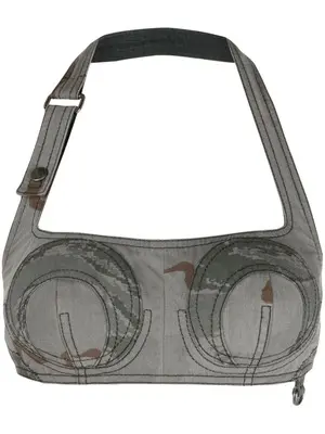 MARINE SERRE Regenerated Camouflage-print Bustier Top - Grey