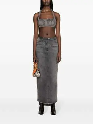MARINE SERRE Regenerated Camouflage-print Bustier Top
