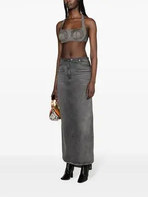 MARINE SERRE Regenerated Camouflage-print Bustier Top