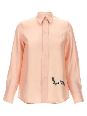 LANVIN Lanvin Logo-Print Silk Shirt - Pink