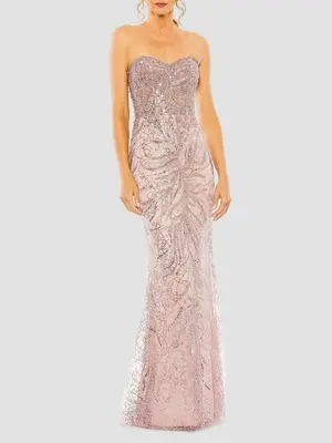 Mac Duggal Embellished Strapless Gown - Blush