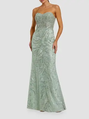 Mac Duggal Embellished Strapless Gown - Jade