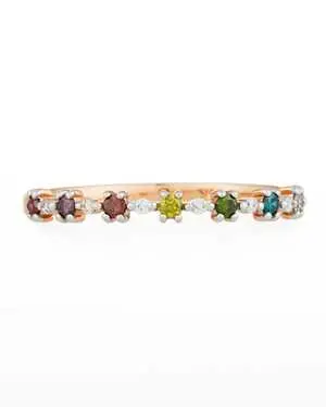 STEVIE WREN 14k Rose Gold Diamond Flowerette Ring - Rainbow