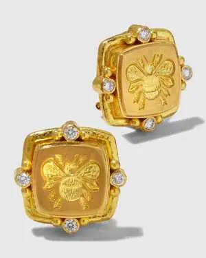 Elizabeth Locke Elizabeth Locke 19K Yellow Gold Diamond Bee Stud Earrings - Diamond