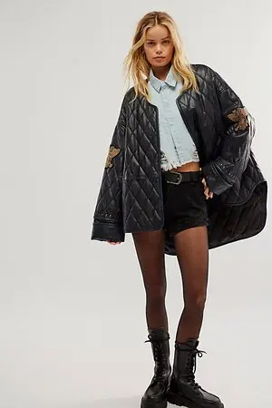 ONETEASPOON Eagle Eye Quilted Leather Jacket