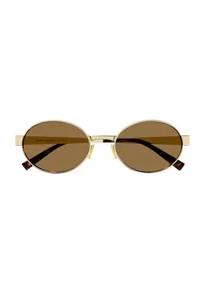 Saint Laurent Round Frame Sunglasses - Gold & Brown