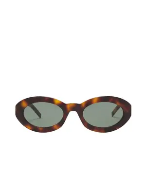 Saint Laurent Oval Sunglasses - Havana & Green