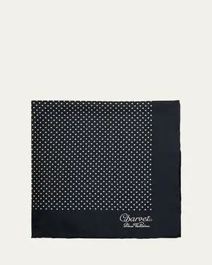 Charvet Silk Dot-print Pocket Square Black Pattern