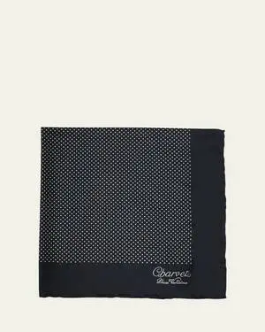Charvet Silk Dot-print Pocket Square Black/gray
