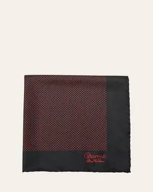 Charvet Silk Dot-print Pocket Square - Black/red