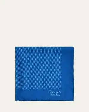 Charvet Silk Dot-print Pocket Square Blue Pattern
