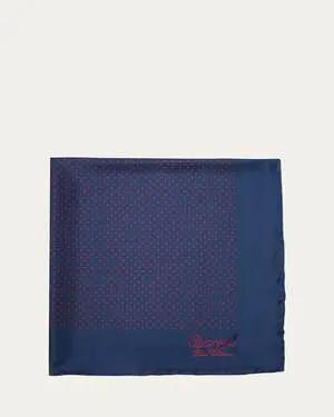 Charvet Silk Dot-print Pocket Square Blue/red