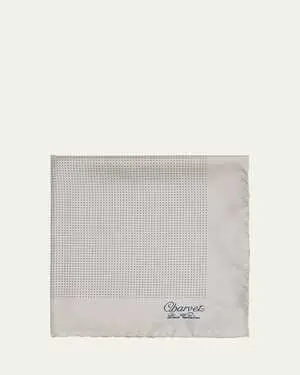 Charvet Silk Dot-print Pocket Square Gray Pattern