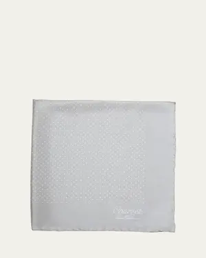 Charvet Silk Dot-print Pocket Square Gray/white