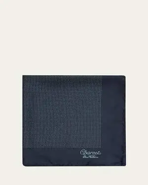 Charvet Silk Dot-print Pocket Square Light Blue