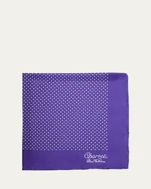 Charvet Silk Dot-print Pocket Square Purple/white
