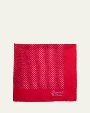 Charvet Silk Dot-print Pocket Square Red Pattern