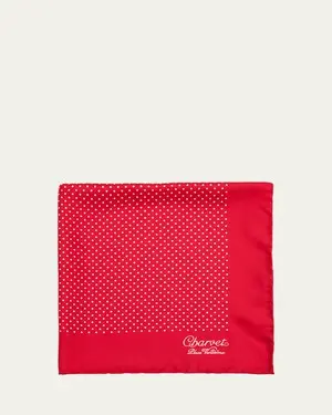 Charvet Silk Dot-print Pocket Square Red/white