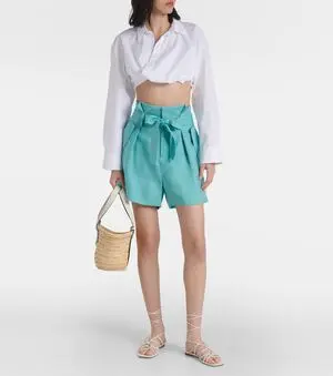 ADRIANA DEGREAS Orquidea High-rise Linen Shorts