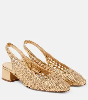 SOULIERS MARTINEZ Nova Terragona Leather Slingback Pumps - Gold