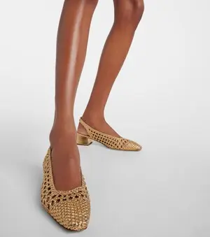 SOULIERS MARTINEZ Nova Terragona Leather Slingback Pumps - Gold