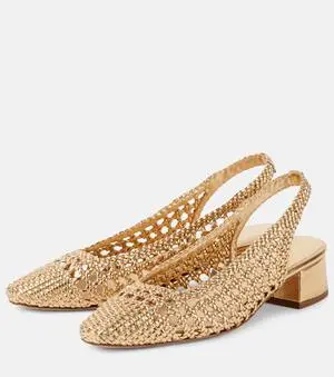 SOULIERS MARTINEZ Nova Terragona Leather Slingback Pumps - Gold