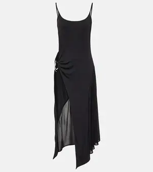 MUGLER Asymmetric Cutout Midi Dress - Black