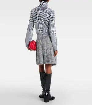 Burberry Houndstooth Wool-blend Turtleneck Sweater - Grey