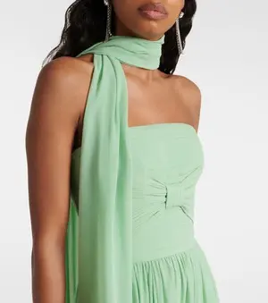 Elie Saab Scarf-detail Pleated Silk Gown