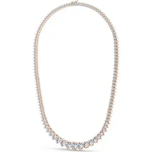 HAUTECARAT 18k Gold Graduated Lab Grown Diamond Tennis Necklace - 18k Rose Gold
