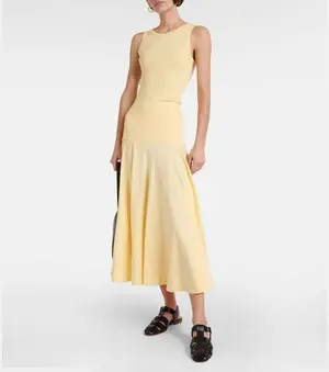 Plan C Pleated Knit Midi Skirt
