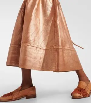 Ulla Johnson Astrid Foiled Denim Midi Skirt