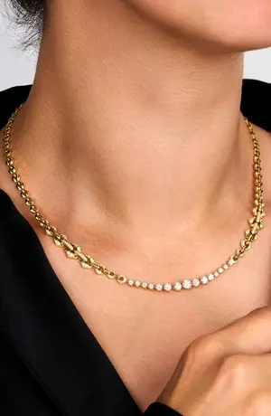 DRIES CRIEL Diamond Bar Chain Necklace